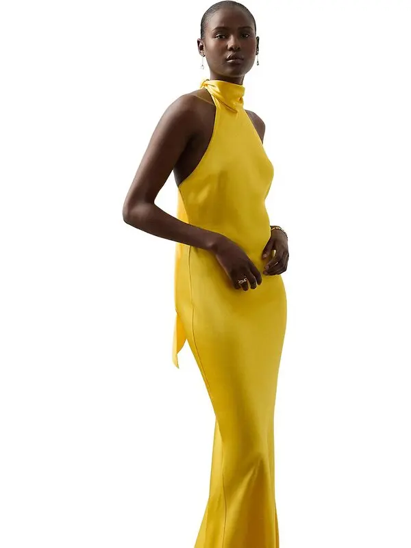 Ralph Lauren Chilton Stretch Satin Evening Gown - Racing Yellow