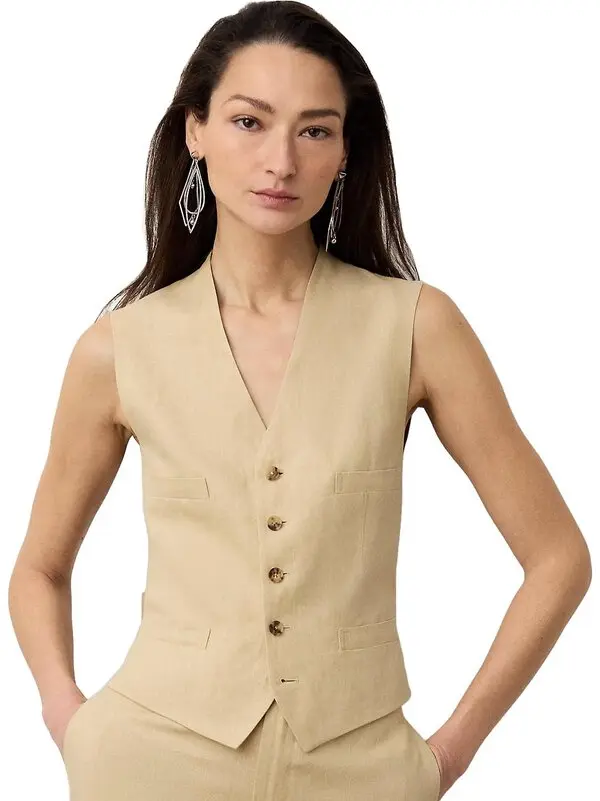 Ralph Lauren Jaiden Linen Vest - Light Tan