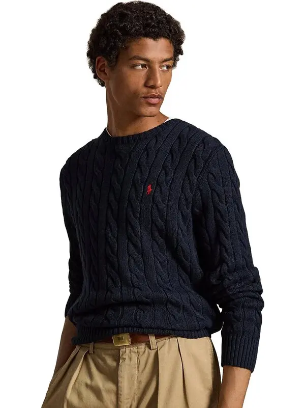Ralph Lauren Cable-knit Cotton Sweater - Hunter Navy/red