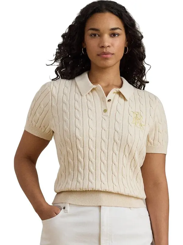 Ralph Lauren Cable-knit Cotton Polo Sweater - Mascarpone Cream