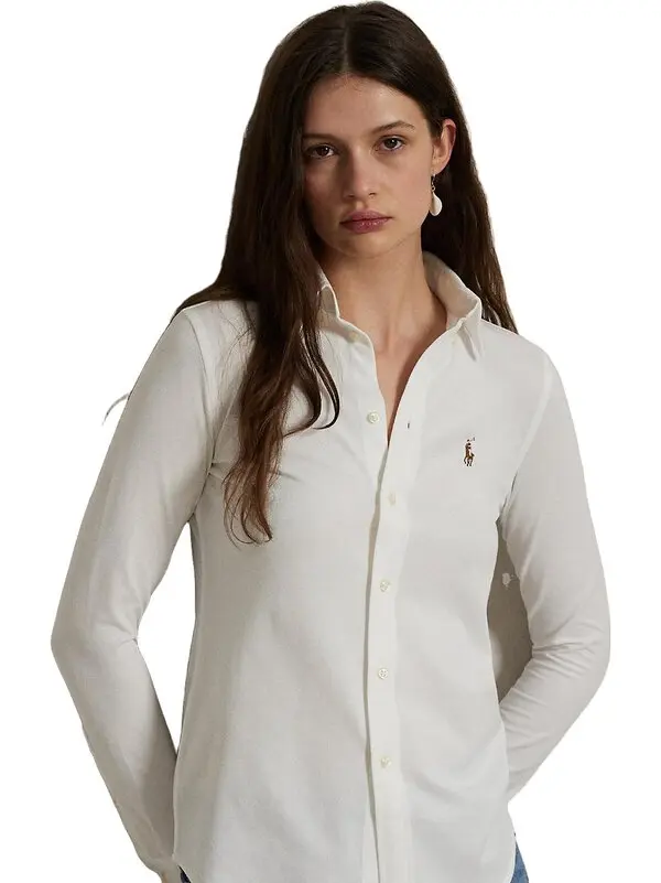 Ralph Lauren Slim Fit Knit Cotton Oxford Shirt - White