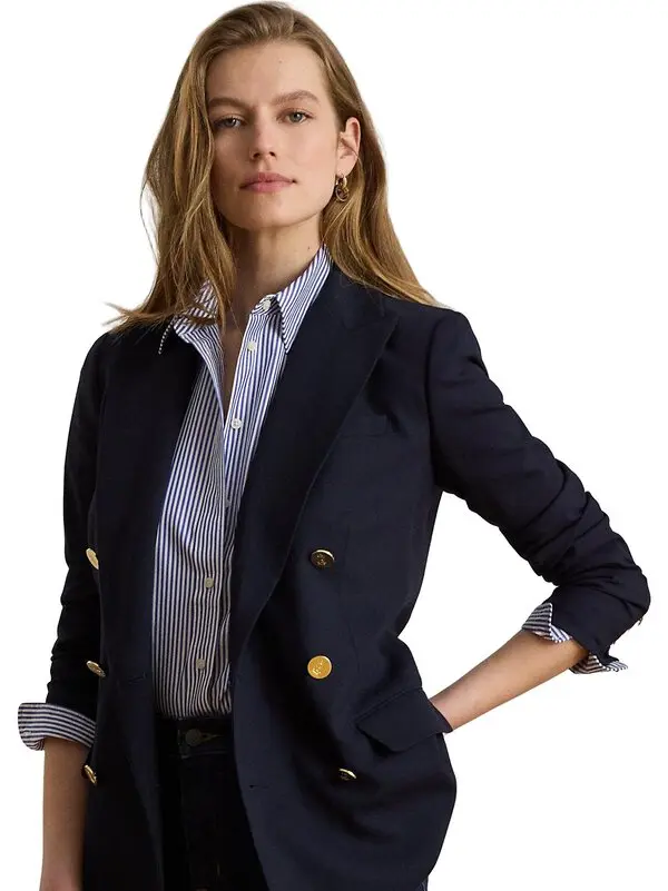 Ralph Lauren Wool Crepe Double-breasted Blazer - Lauren Navy
