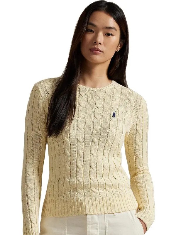 Ralph Lauren Cable-knit Cotton Crewneck Sweater - Cream