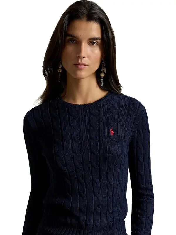Ralph Lauren Cable-knit Cotton Crewneck Sweater - Hunter Navy