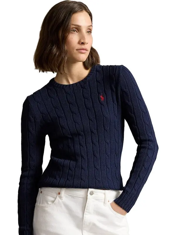 Ralph Lauren Cable-knit Cotton Crewneck Sweater - Hunter Navy