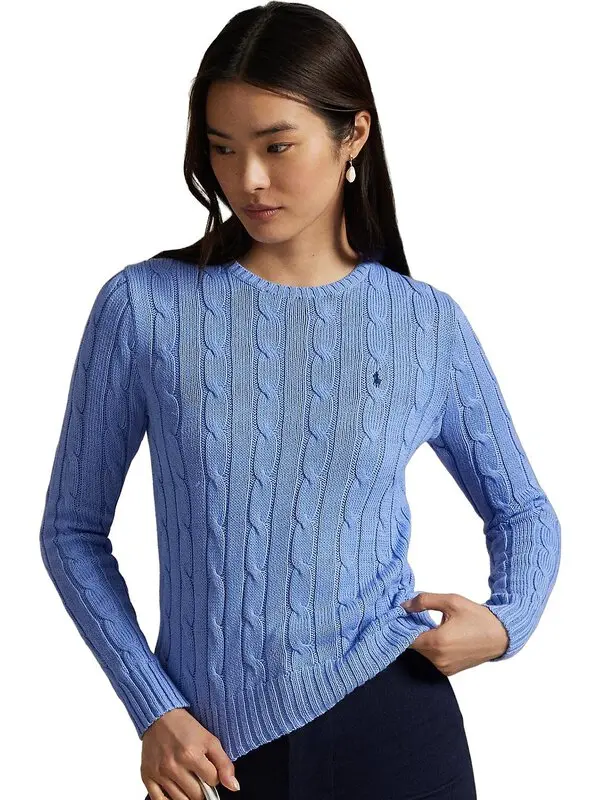 Ralph Lauren Cable-knit Cotton Crewneck Sweater - New Litchfield Blue