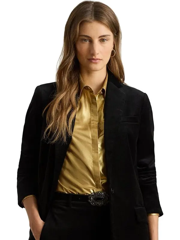 Ralph Lauren Stretch Velvet Blazer - Black Velvet