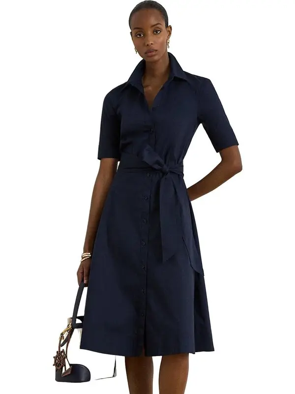 Ralph Lauren Belted Fit-and-flare Shirtdress - Lauren Navy