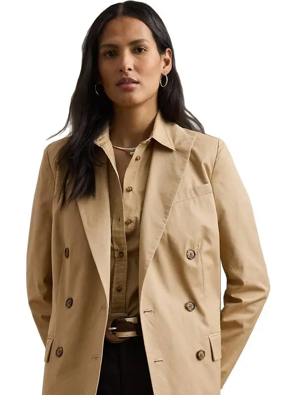 Ralph Lauren Cotton Twill Double-breasted Blazer - Birch Tan