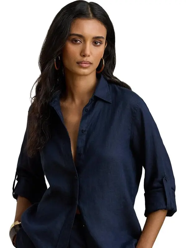 Ralph Lauren Relaxed Fit Linen Roll-tab Sleeve Shirt - Lauren Navy