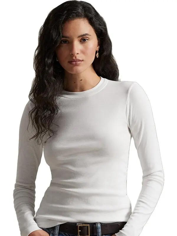 Ralph Lauren Slim Fit Cotton Long-sleeve Tee - White