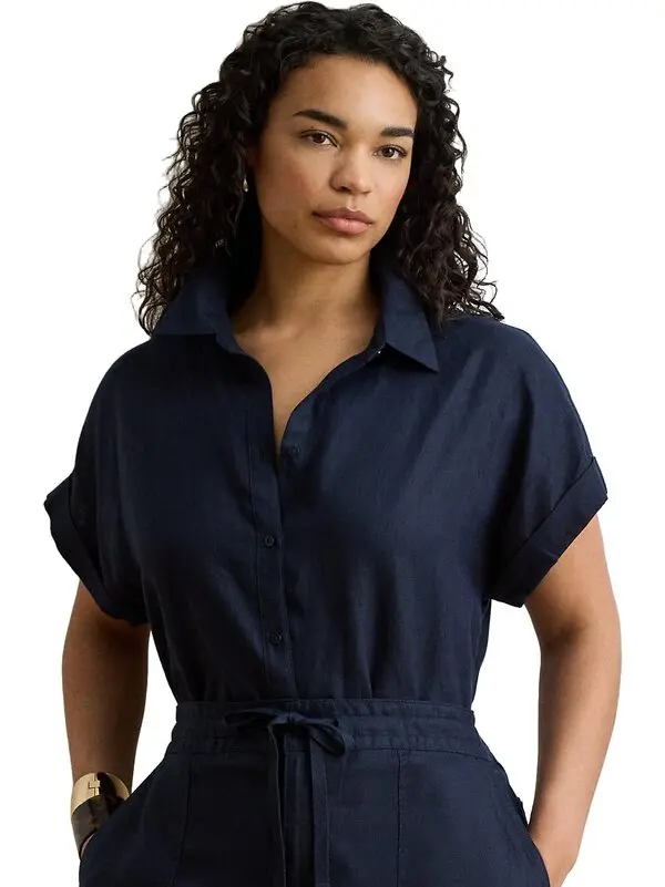 Ralph Lauren Relaxed Fit Linen Short-sleeve Shirt - Lauren Navy