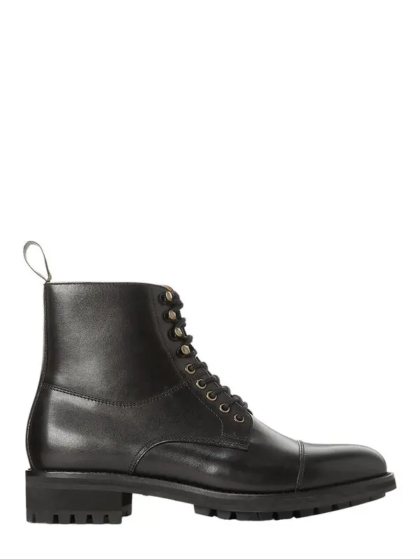 Ralph Lauren Bryson Leather Cap-toe Boots - Black