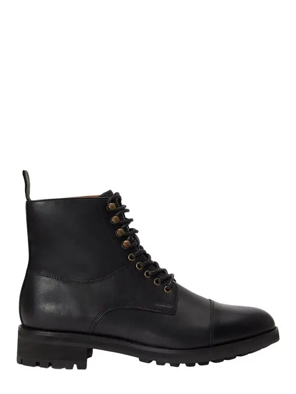 Ralph Lauren Bryson Leather Cap-toe Boots - Black