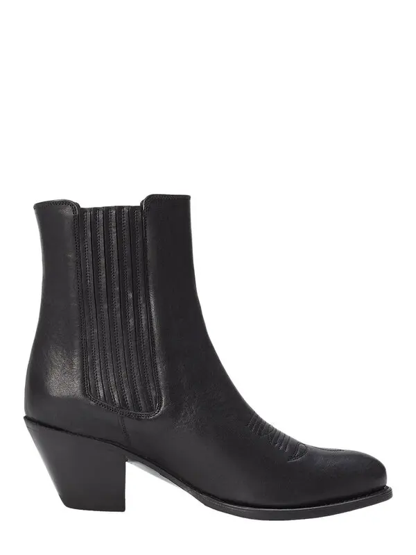 Ralph Lauren Leather Chelsea Western Boots - Black