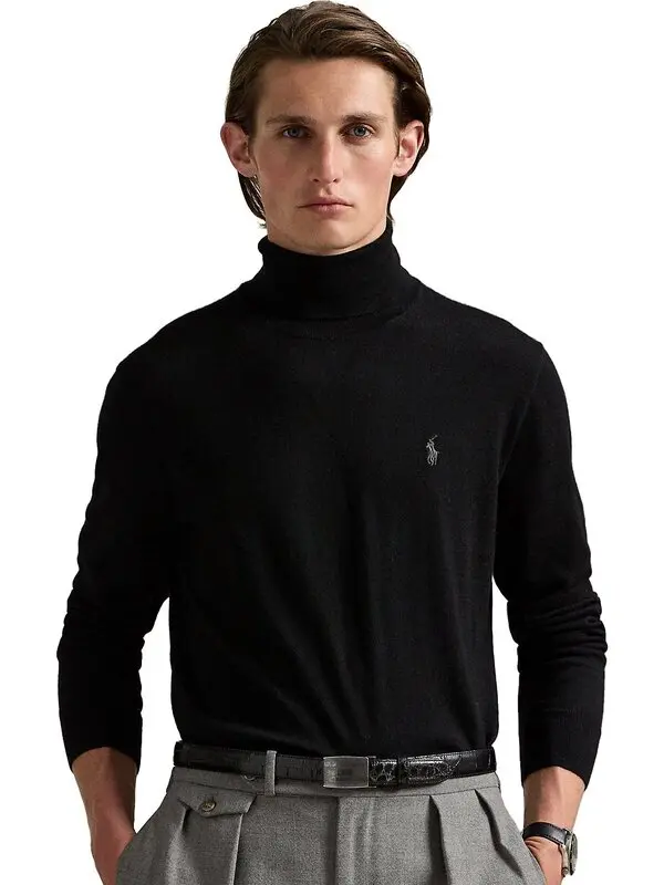 Ralph Lauren Washable Wool Turtleneck Sweater - Polo Black