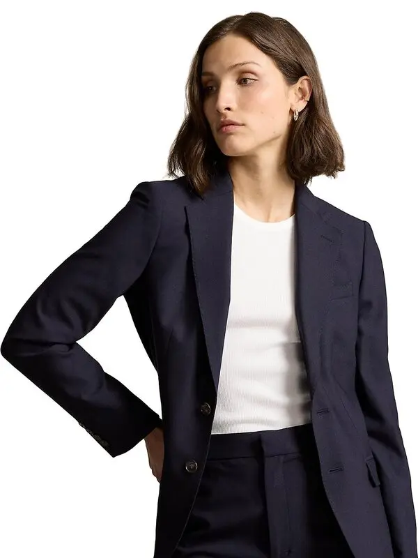 Ralph Lauren Single-breasted Stretch Wool Blazer - Navy