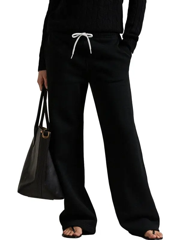 Ralph Lauren Drawstring Fleece Wide-leg Sweatpants - Polo Black