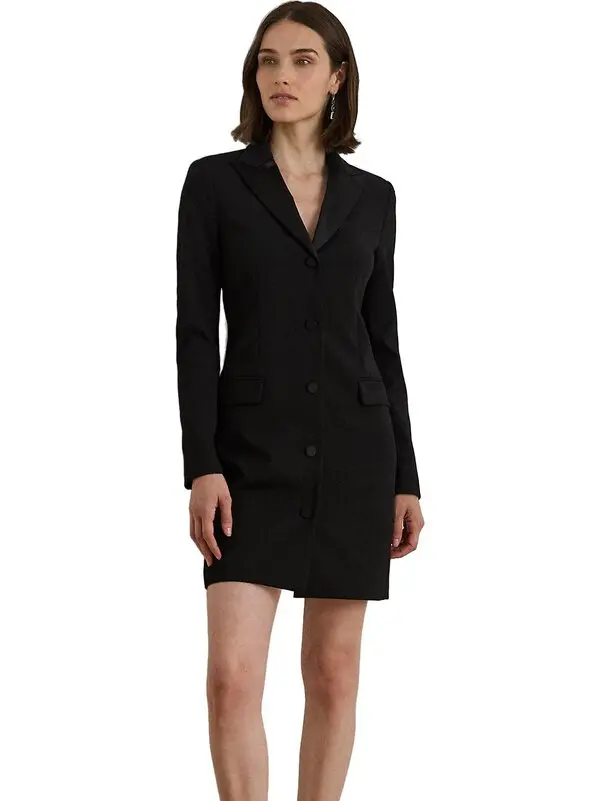 Ralph Lauren Satin-trim Double-faced Crepe Dress - Black