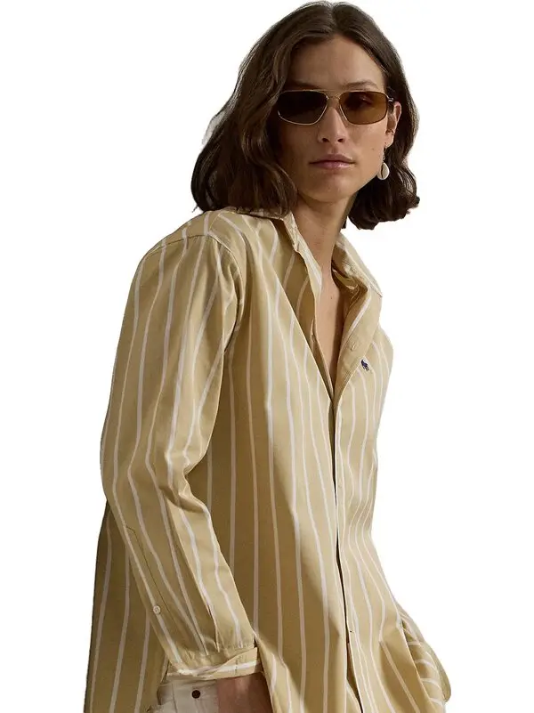 Ralph Lauren Relaxed Fit Striped Cotton Shirt - Polo Tan/white