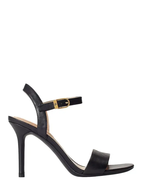 Ralph Lauren Gwen Burnished Leather Sandal - Black