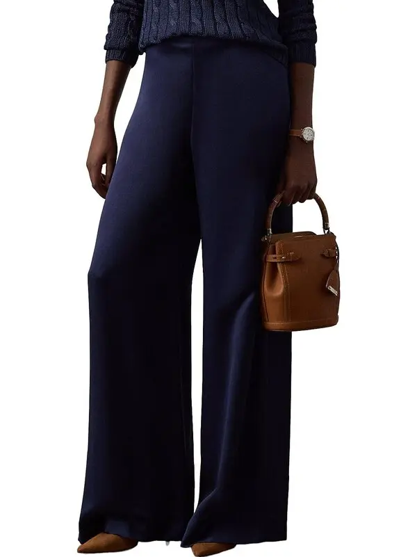 Ralph Lauren Daria Washed Satin Palazzo Pant - Lux Navy