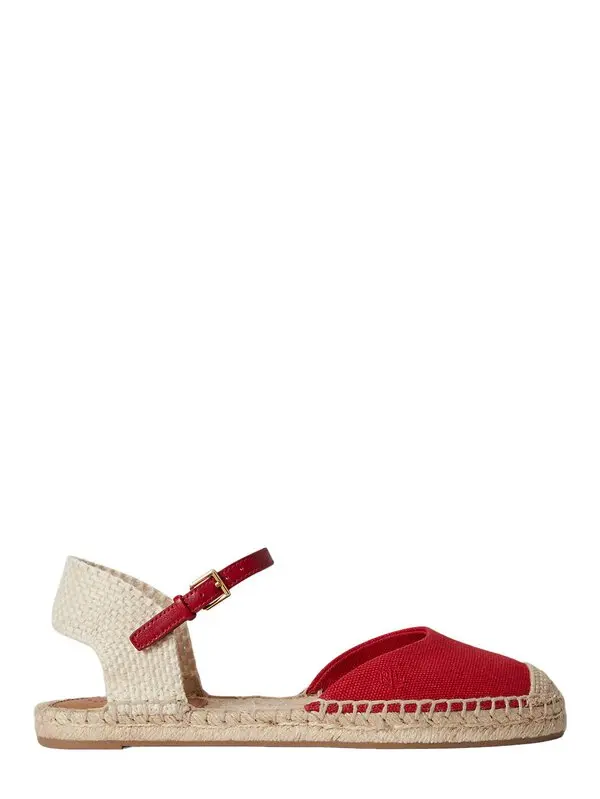 Ralph Lauren Robby Canvas Espadrille Flat - Festive Red/natural Tan