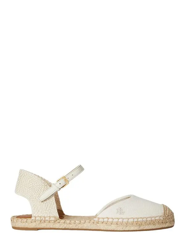 Ralph Lauren Robby Canvas Espadrille Flat - Soft White/navy/red