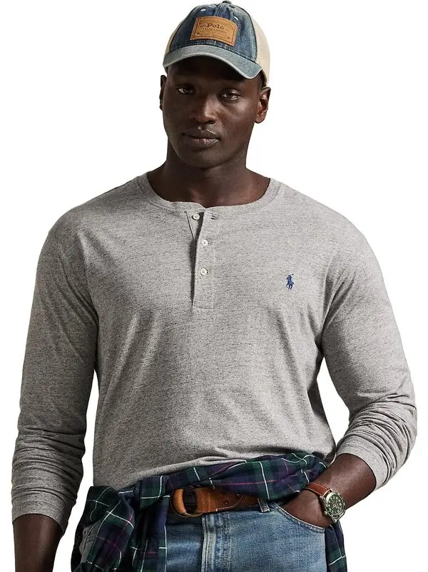 Ralph Lauren Slub Jersey Henley Shirt - Dark Vintage Heather