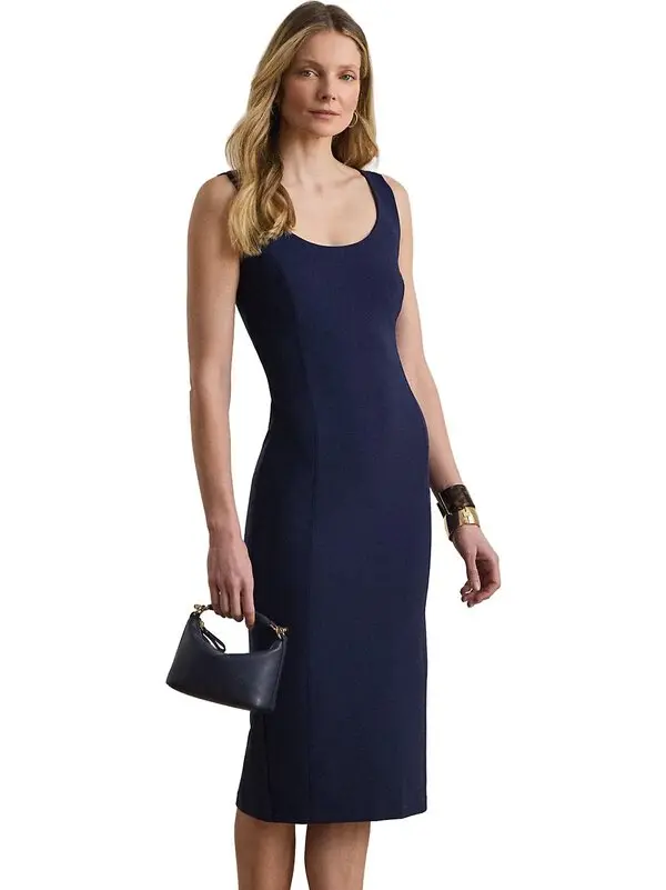 Ralph Lauren Faille Sleeveless Midi Cocktail Dress - Refined Navy