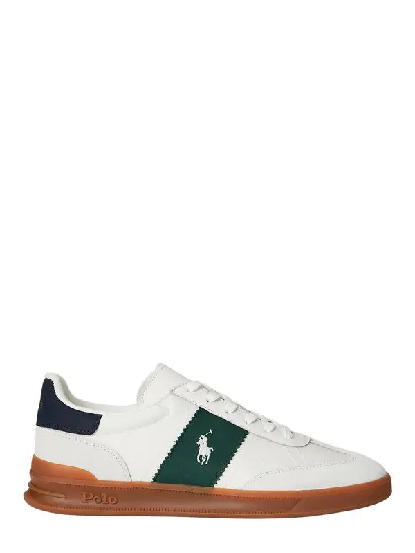 Ralph Lauren Heritage Aera Suede-paneled Sneaker - Off White/forest/navy