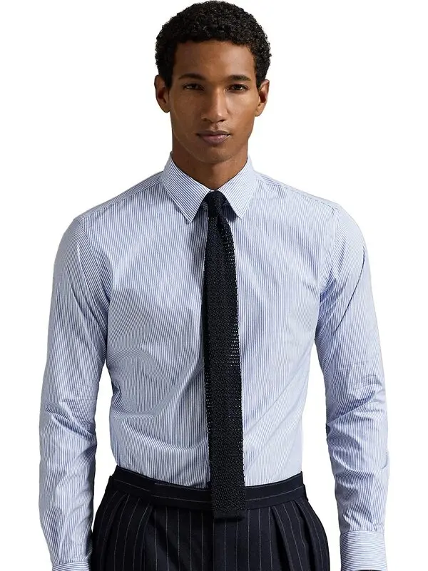 Ralph Lauren Custom Fit Striped Poplin Shirt - Blue/white