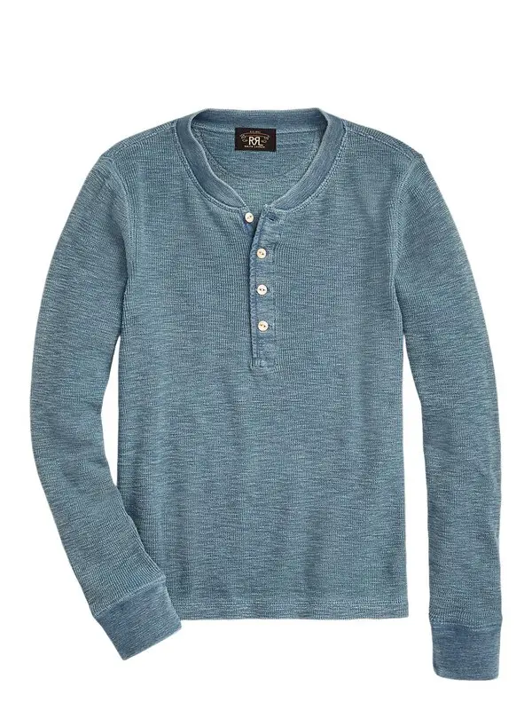 Ralph Lauren Stretch-cotton Waffle Henley - Medium Indigo