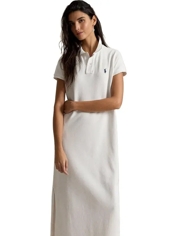 Ralph Lauren Cotton Mesh Polo Shirt Dress - White