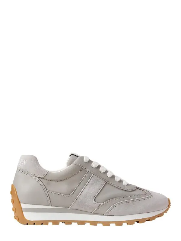 Ralph Lauren Dani Color-blocked Leather Sneaker - Light Grey/light Grey