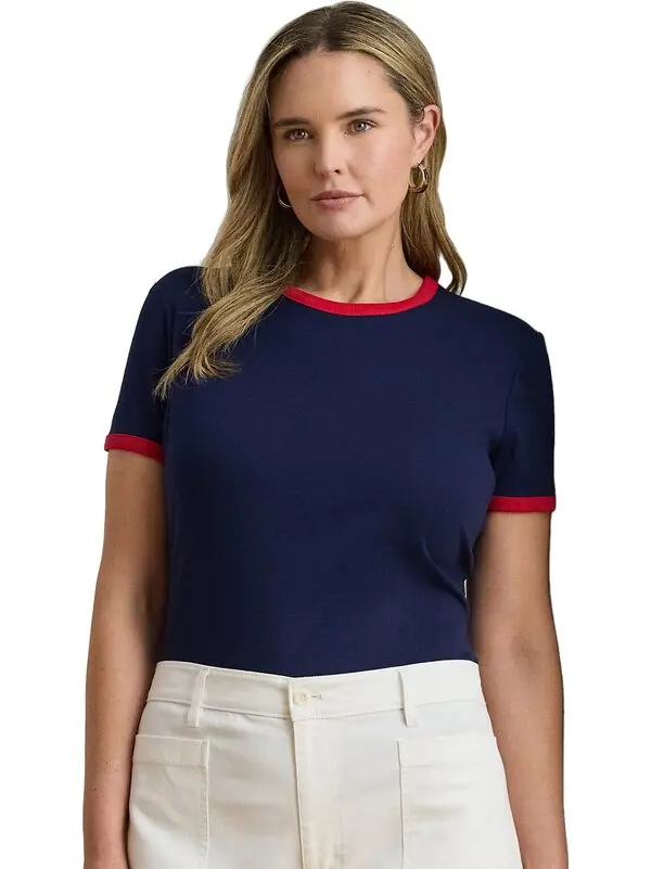 Ralph Lauren Stretch Cotton Tee - Refined Navy/cruise Red