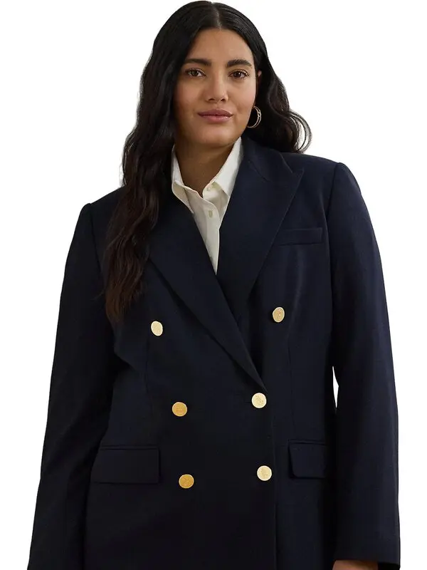 Ralph Lauren Wool Crepe Double-breasted Blazer - Lauren Navy