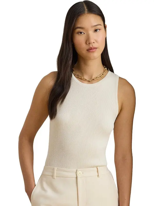 Ralph Lauren Rib-knit Sleeveless Shell - Mascarpone Cream