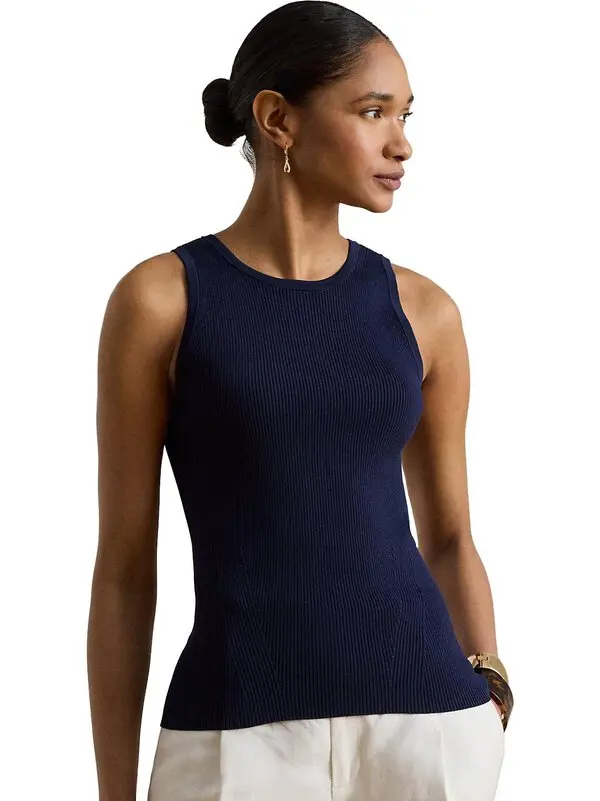 Ralph Lauren Rib-knit Sleeveless Shell - Refined Navy