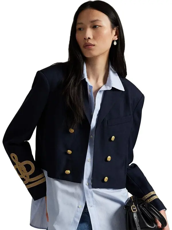 Ralph Lauren Double-breasted Cropped Wool Jacket - Rl Navy