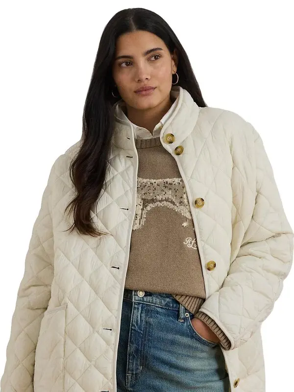 Ralph Lauren Diamond-quilted Mockneck Jacket - Cream