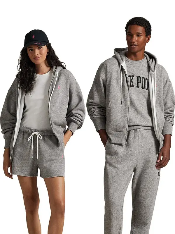 Ralph Lauren Pink Pony Fleece Full-zip Hoodie - Dark Vintage Heather