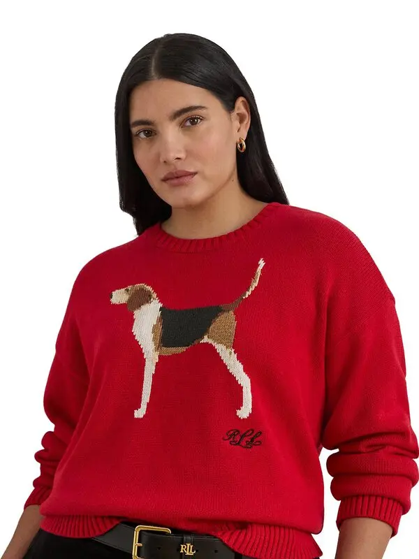 Ralph Lauren Intarsia-knit Foxhound Cotton Sweater - Ralph Red Multi