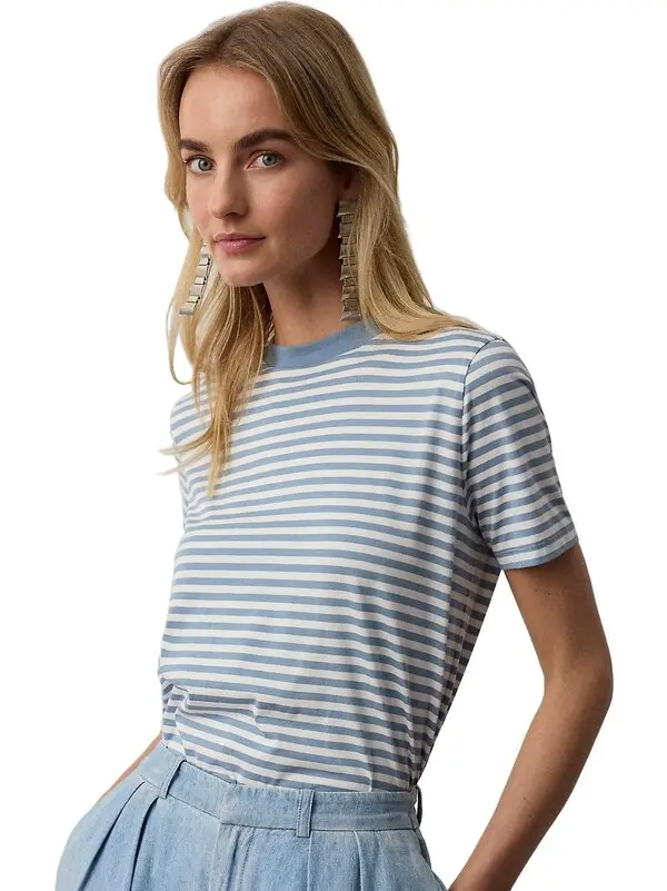 Ralph Lauren Hallie Striped Cotton Jersey Tee - Chambray/lux Cream