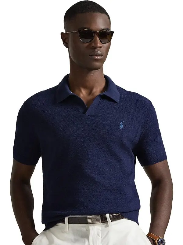 Ralph Lauren Textured Cotton-linen Sweater - Bright Navy/deckwash White