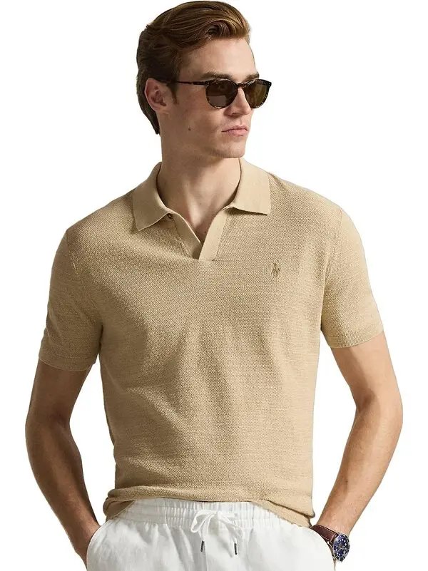 Ralph Lauren Textured Cotton-linen Sweater - Dune Tan/deckwash White
