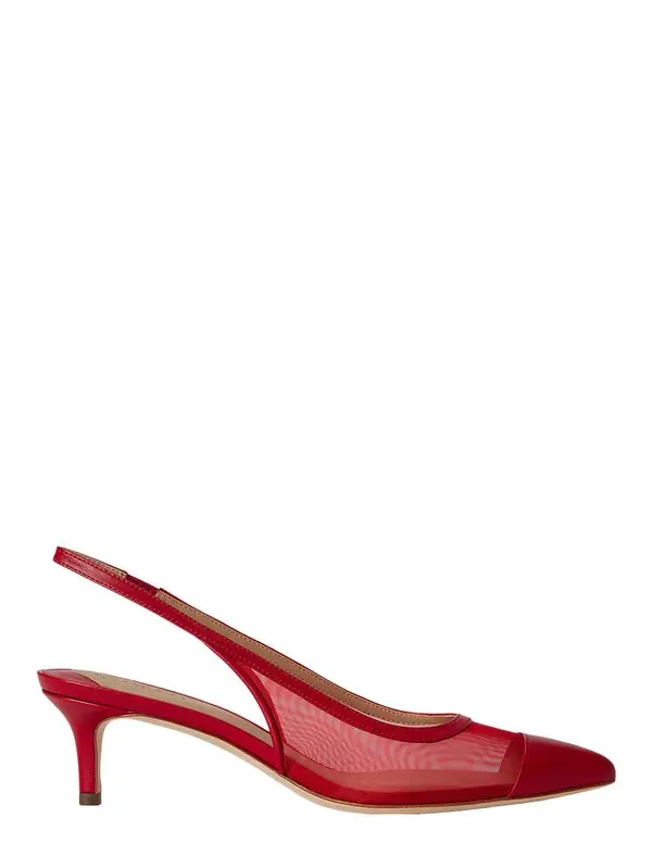Ralph Lauren Lolah Ii Mesh & Nappa Slingback Pumps - Festive Red