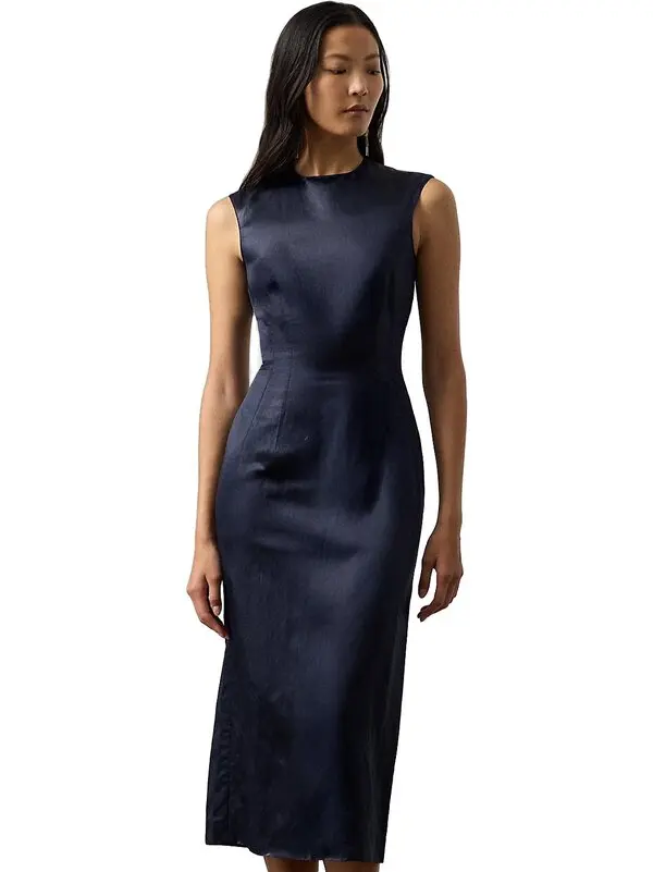Ralph Lauren Lacquered Cocktail Sheath Dress - Icon Navy