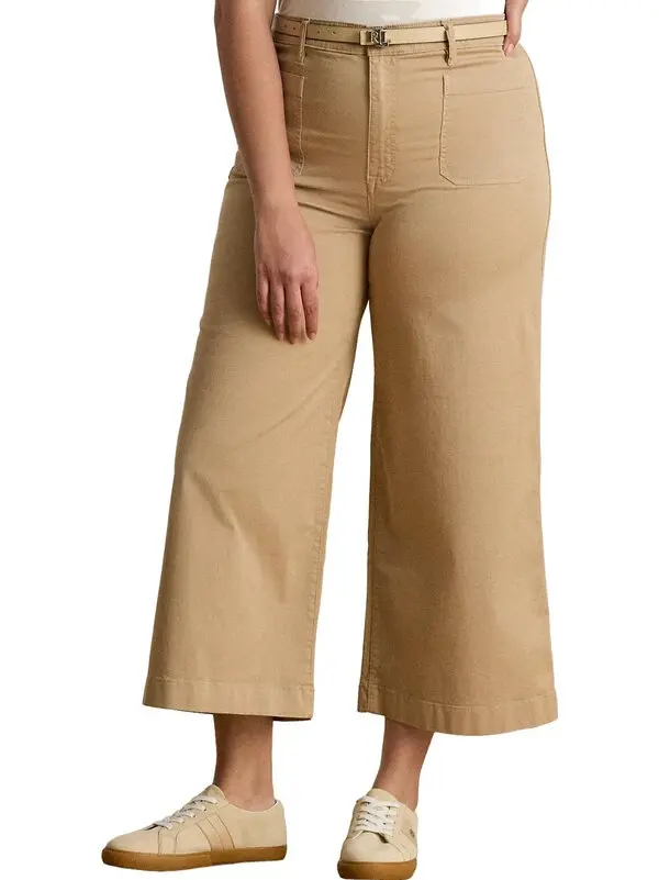 Ralph Lauren Stretch Chino Wide-leg Cropped Pants - Birch Tan