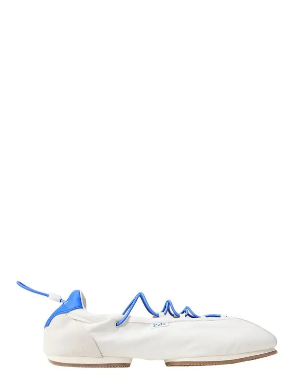 Ralph Lauren Nylon Lace-up Ballerina Sneakers - White/colby Blue